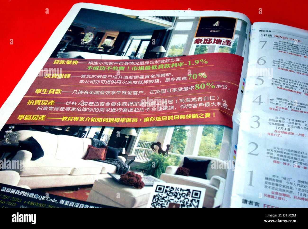 Property advertisement in UK-Chinese Times newspaper, London Stock ...