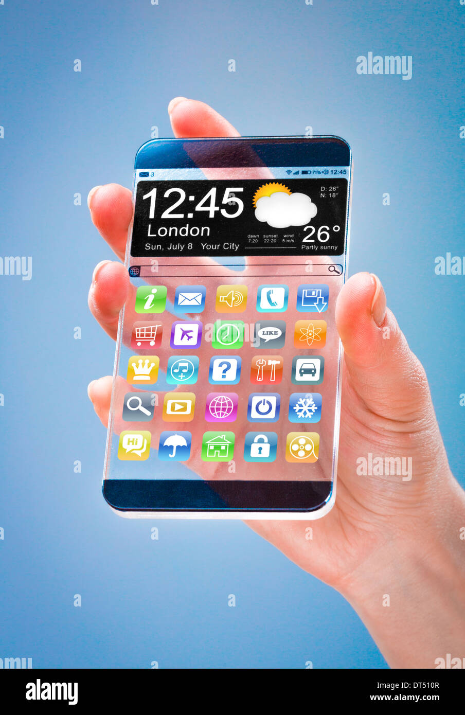 Smartphone with transparent screen in human hands Stock Photo - Alamy