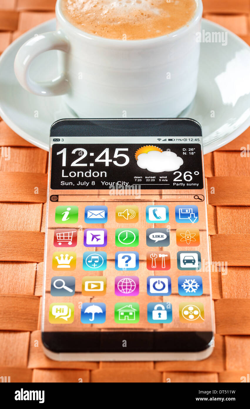 Smartphone (phablet) with a transparent display. Concept actual future ...
