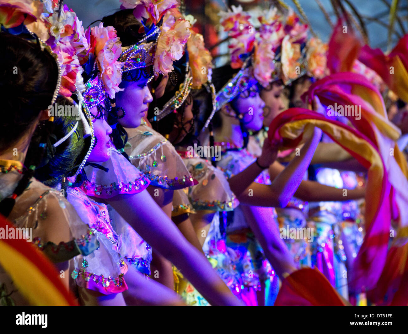Dancers and performers in traditional costumes at the yearly Chingay ...