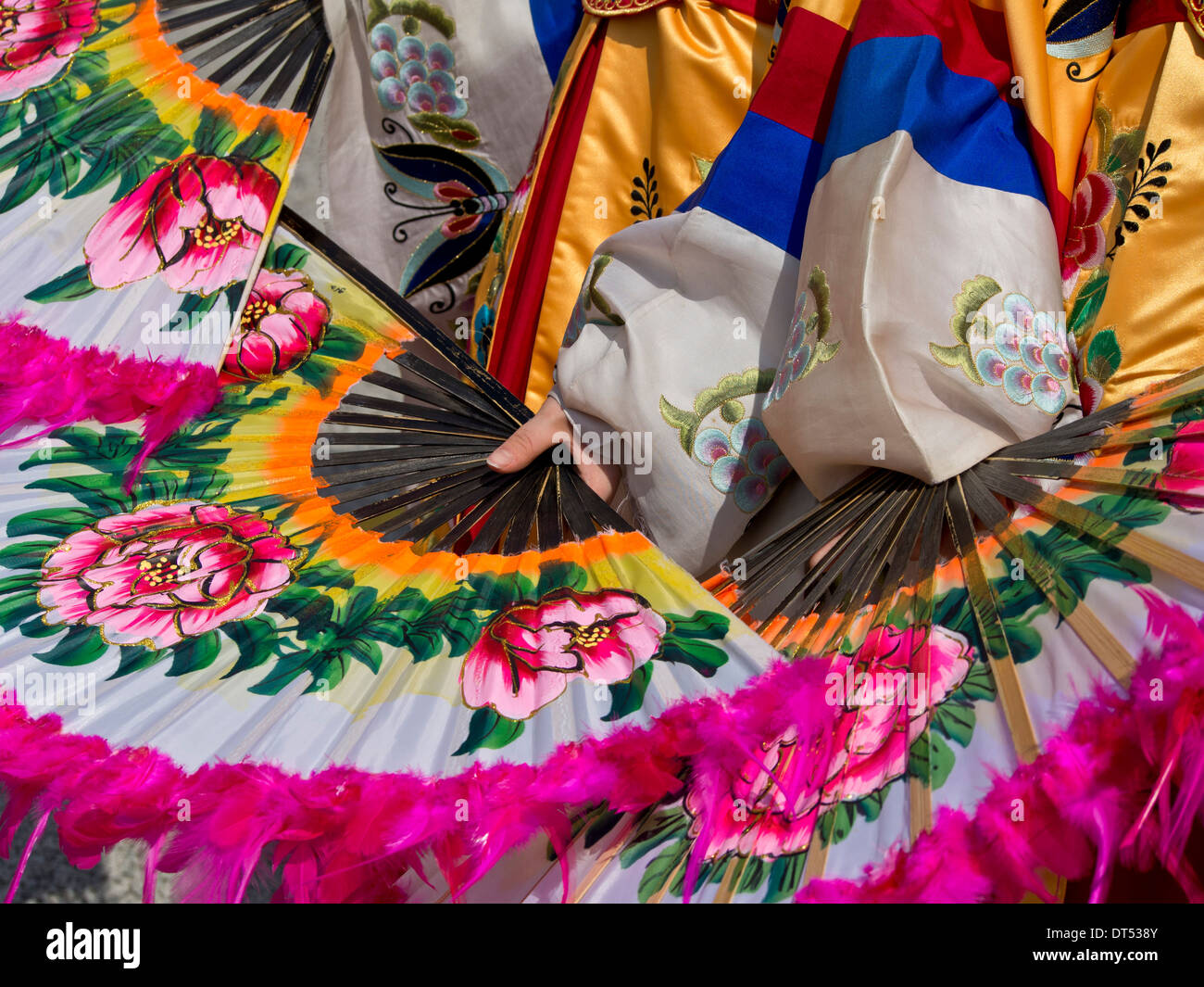 Dancers and performers in traditional costumes at the yearly Chingay ...