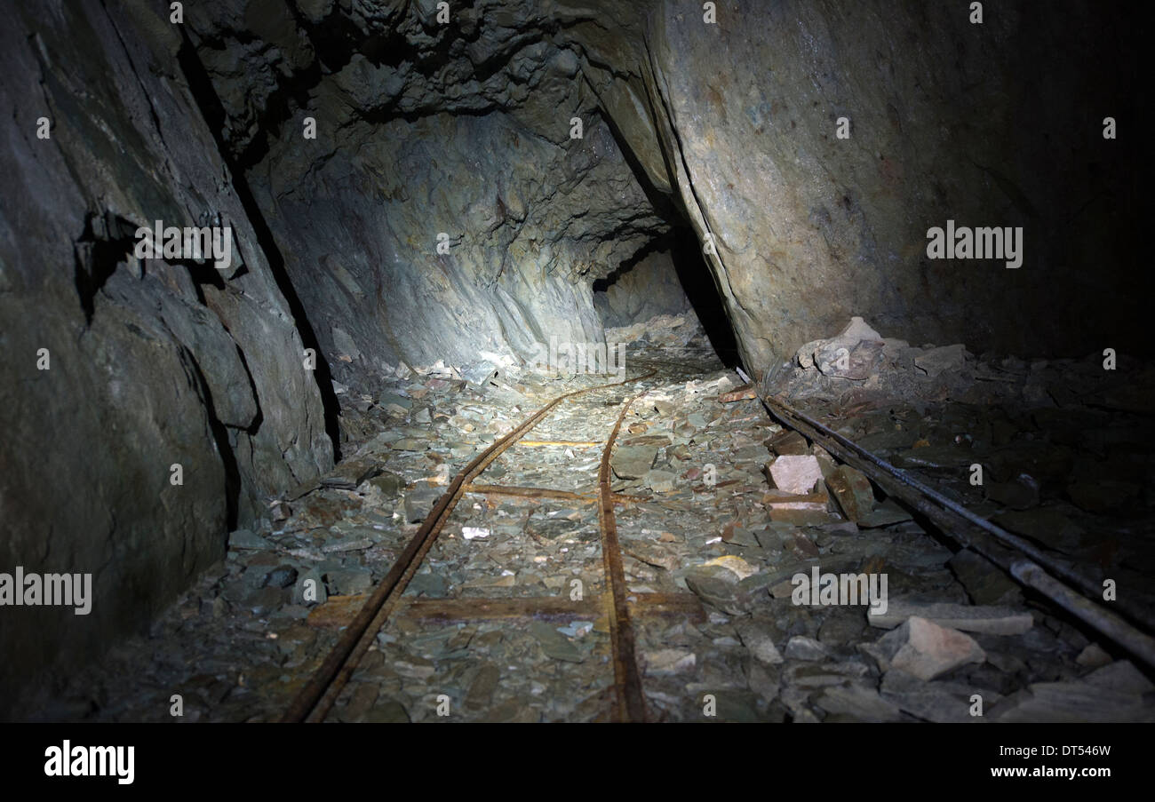 Old Rail Track in Slate Mine Stock Photo - Alamy
