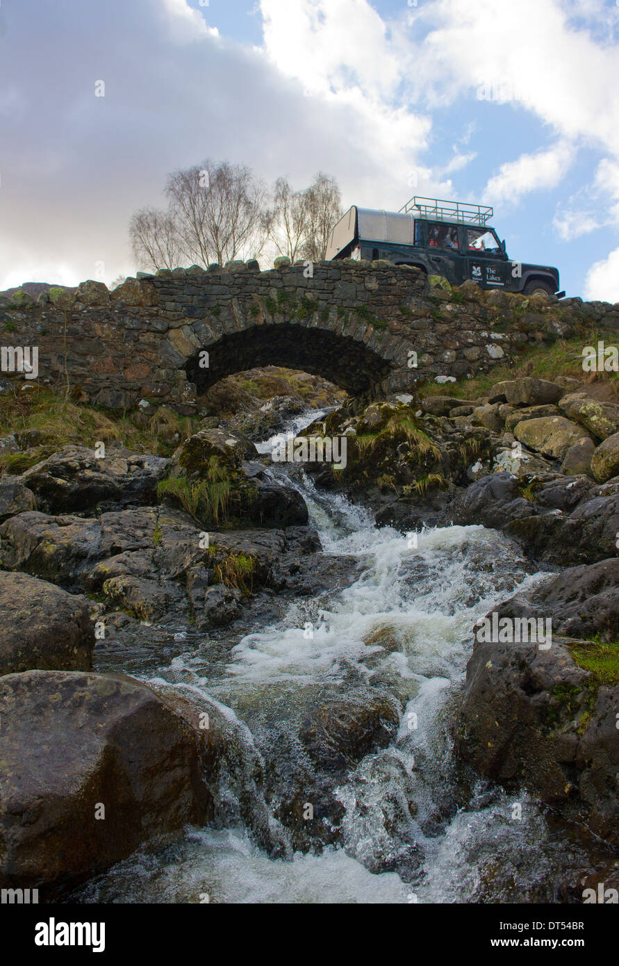 National Trust Land Rover at Ashness Bridge Stock Photo - Alamy
