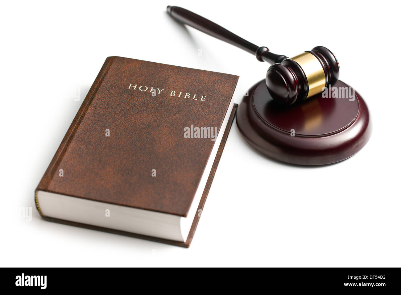 judge gavel with holy bible on white background Stock Photo - Alamy