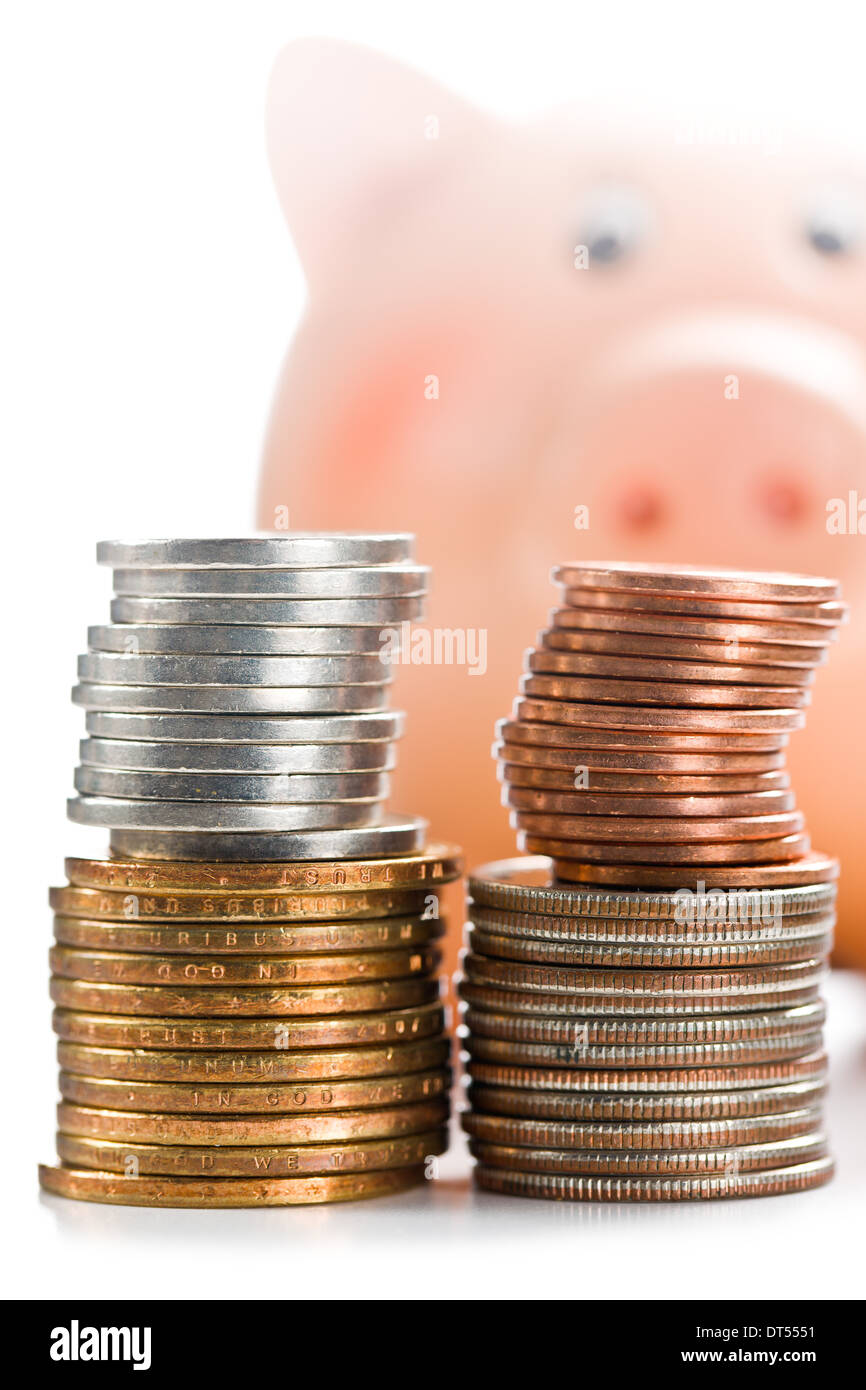 the U.S. coins and piggy bank Stock Photo - Alamy