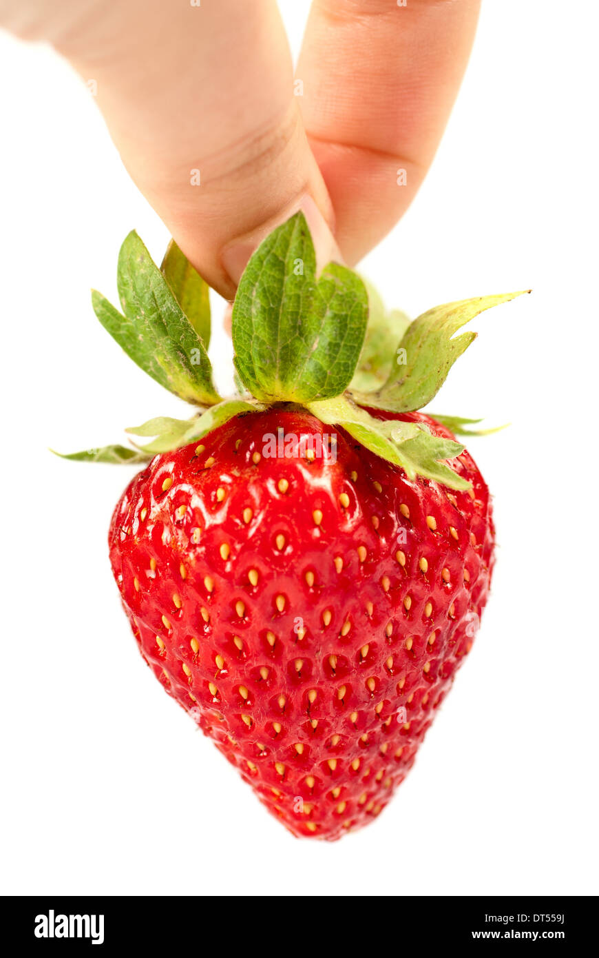 Strawberry in woman's hand isolated on white Stock Photo - Alamy