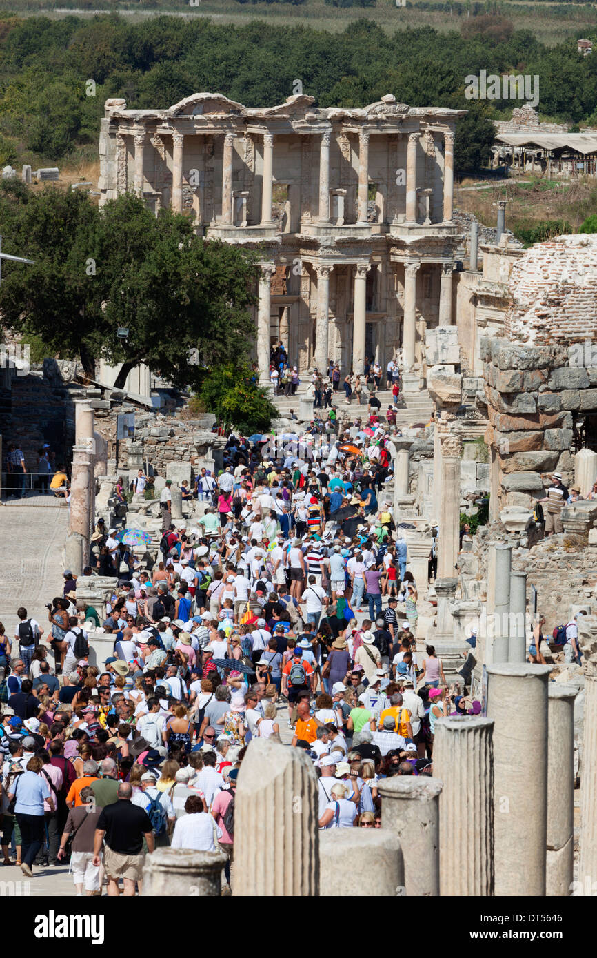 Ephesus - Crowds along Curetes Street and the Library of Celsus Stock ... Ephesus - Crowds along Curetes Street and the Library of Celsus Stock ...