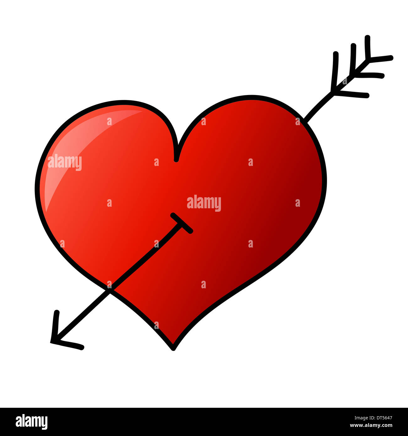 Hand drawn heart with arrow Stock Photo - Alamy