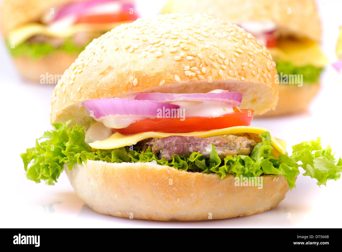 homemade hamburgers isolated on white background Stock Photo - Alamy
