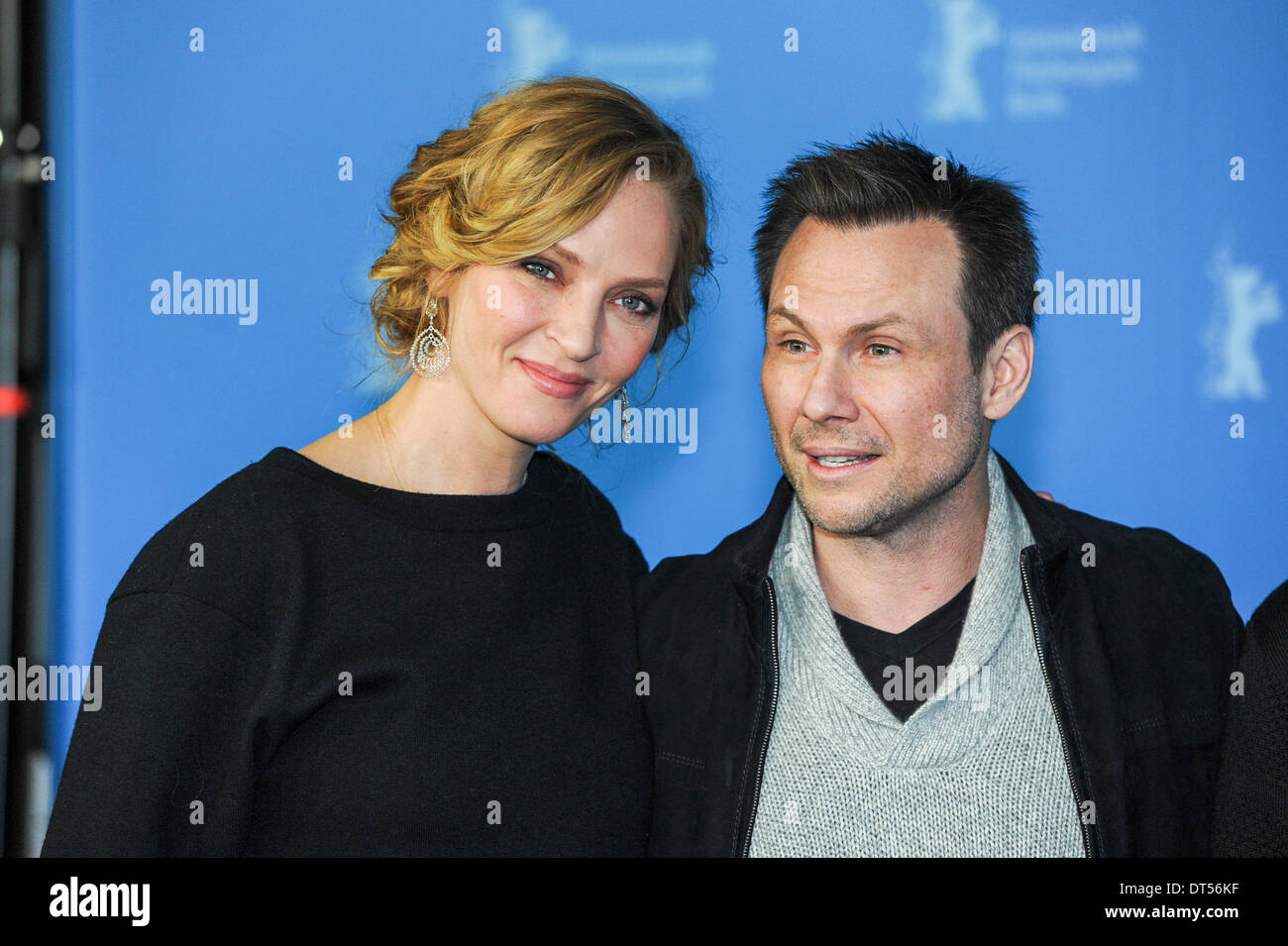 Berlin, Germany. 09th Feb, 2014. Actor Christian Slater and Actress Uma ...