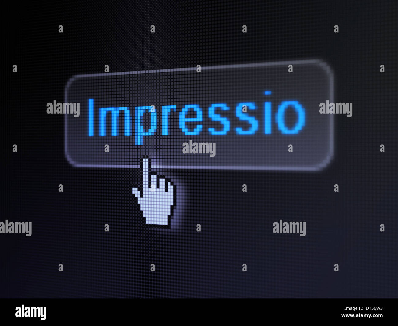 Advertising concept: Impression on digital button background Stock ...