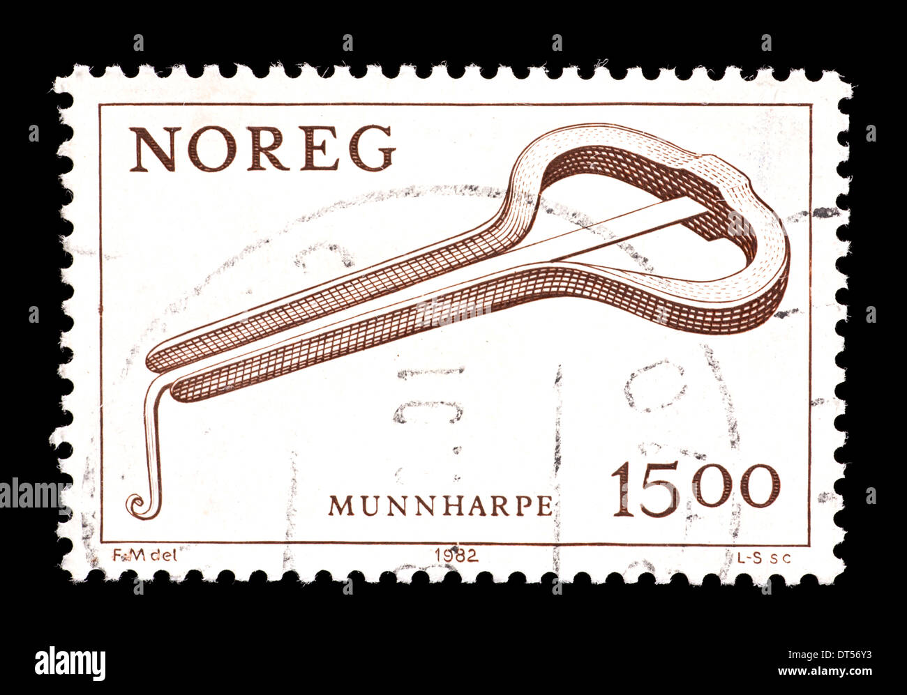 Postage stamp from Norway depicting a mouth harp Stock Photo - Alamy
