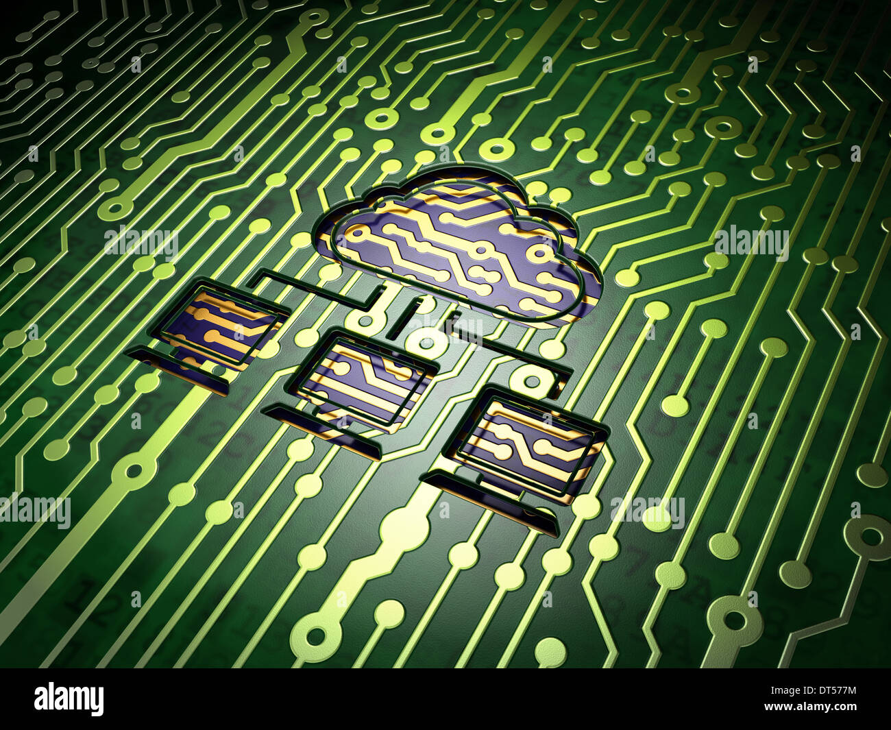 Cloud networking concept: Cloud Network on circuit board background ...