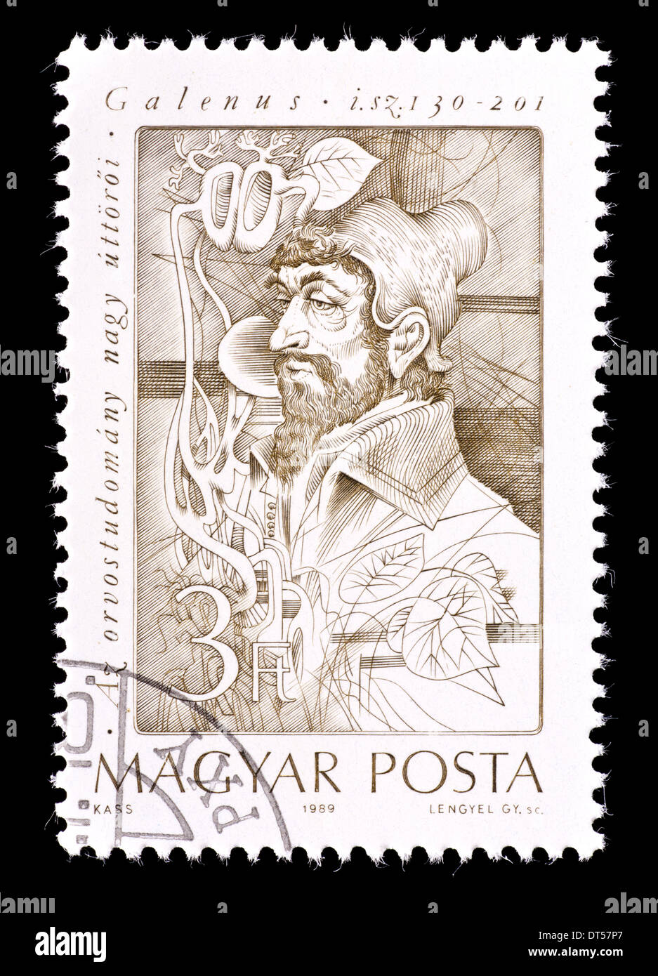 Postage stamp from Hungary depicting Galen. early Greek physician Stock ...