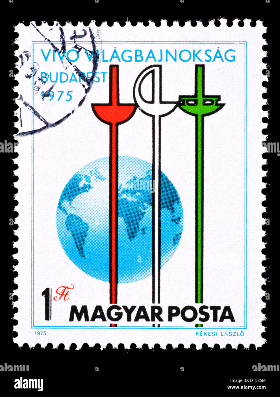 Postage stamp from Hungary depicting fencing swords Stock Photo - Alamy