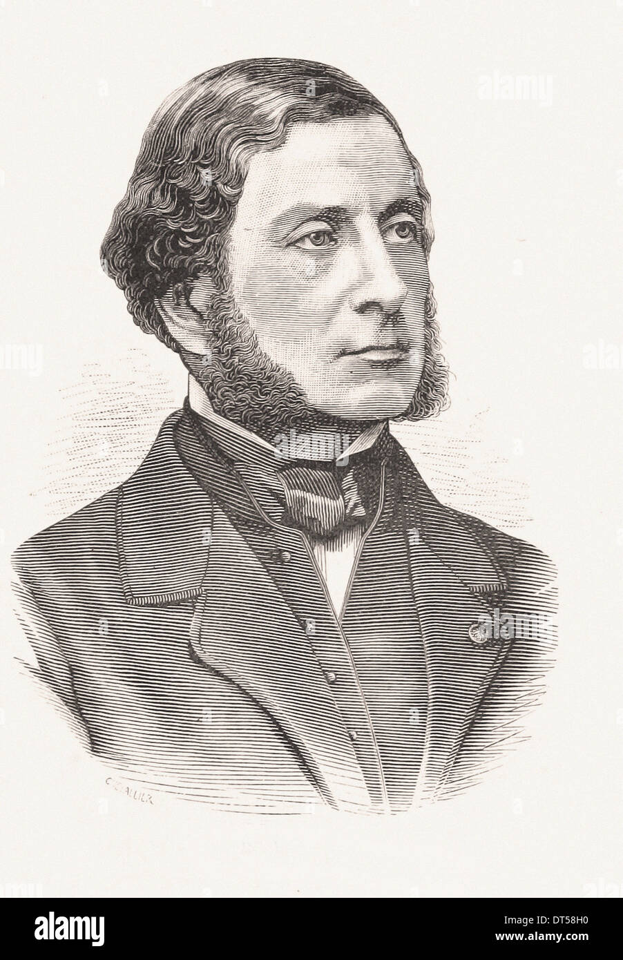 Portrait of Bocher - French engraving XIX th century Stock Photo - Alamy
