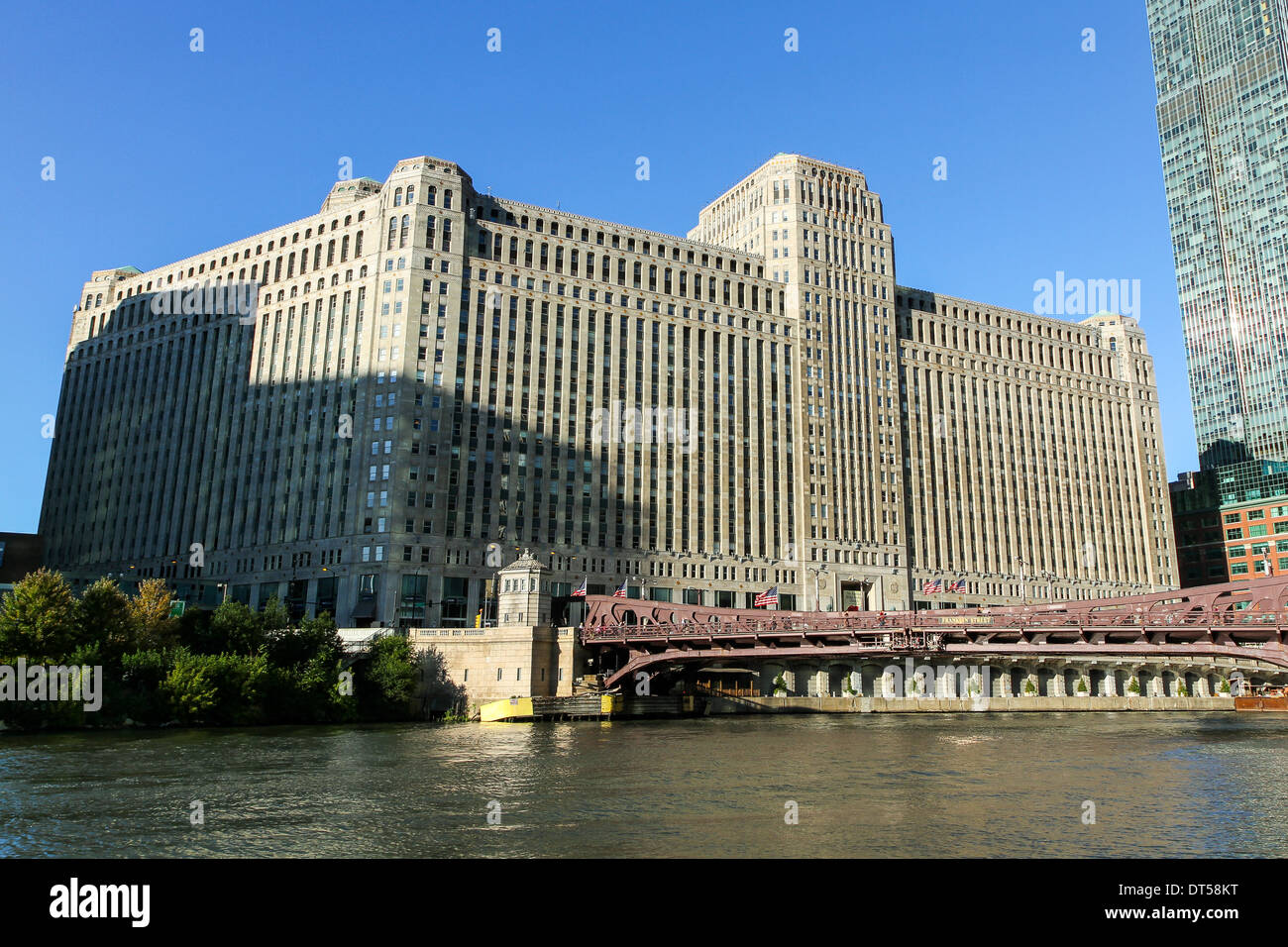 Merchandise Mart, on the Chicago River, Chicago, Illinois Stock Photo ...