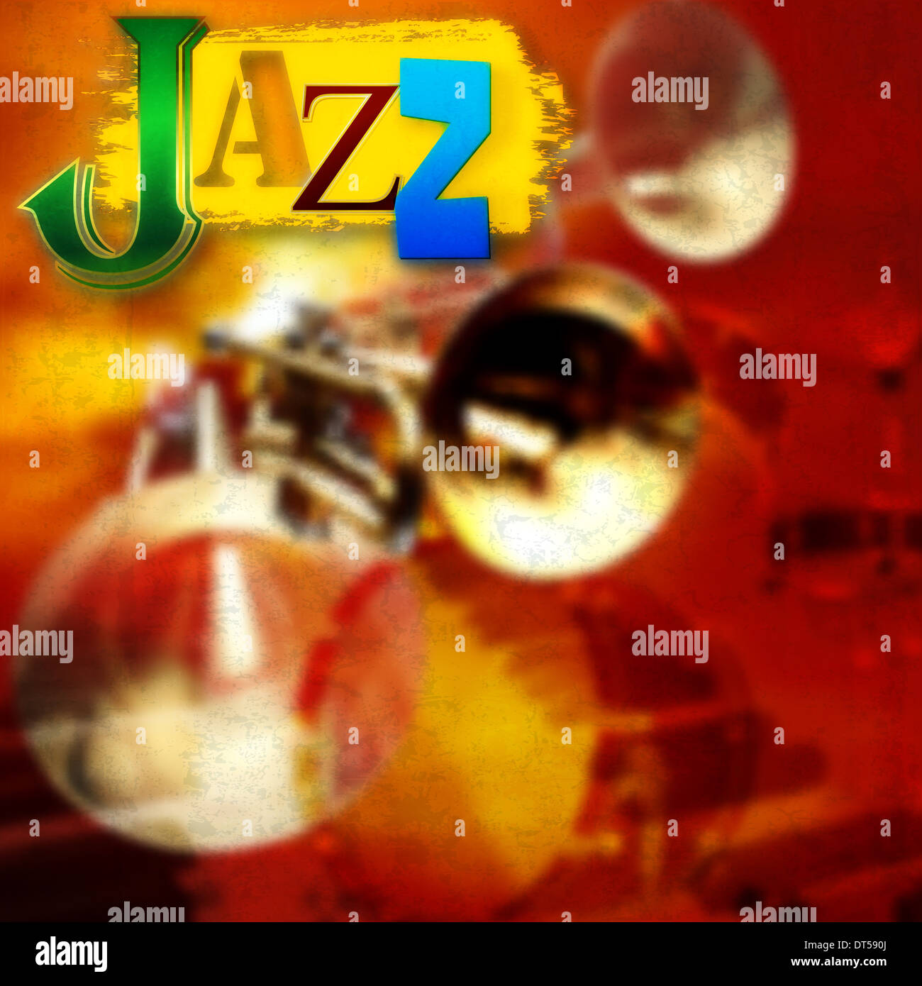 Abstract grunge background with trumpets and word jazz Stock Photo - Alamy