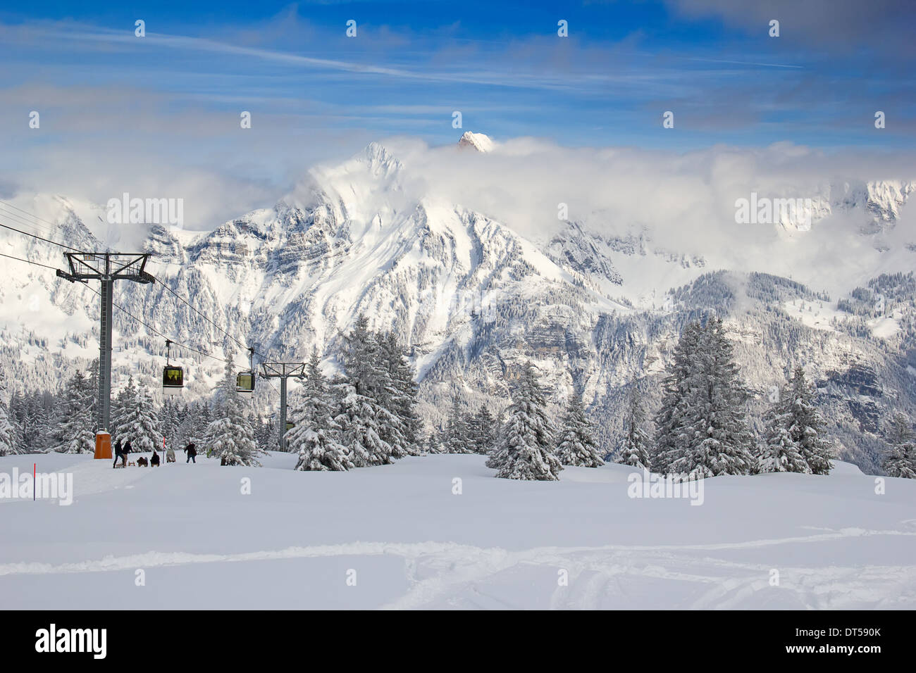 Slope on the skiing resort Flumserberg. Switzerland Stock Photo - Alamy
