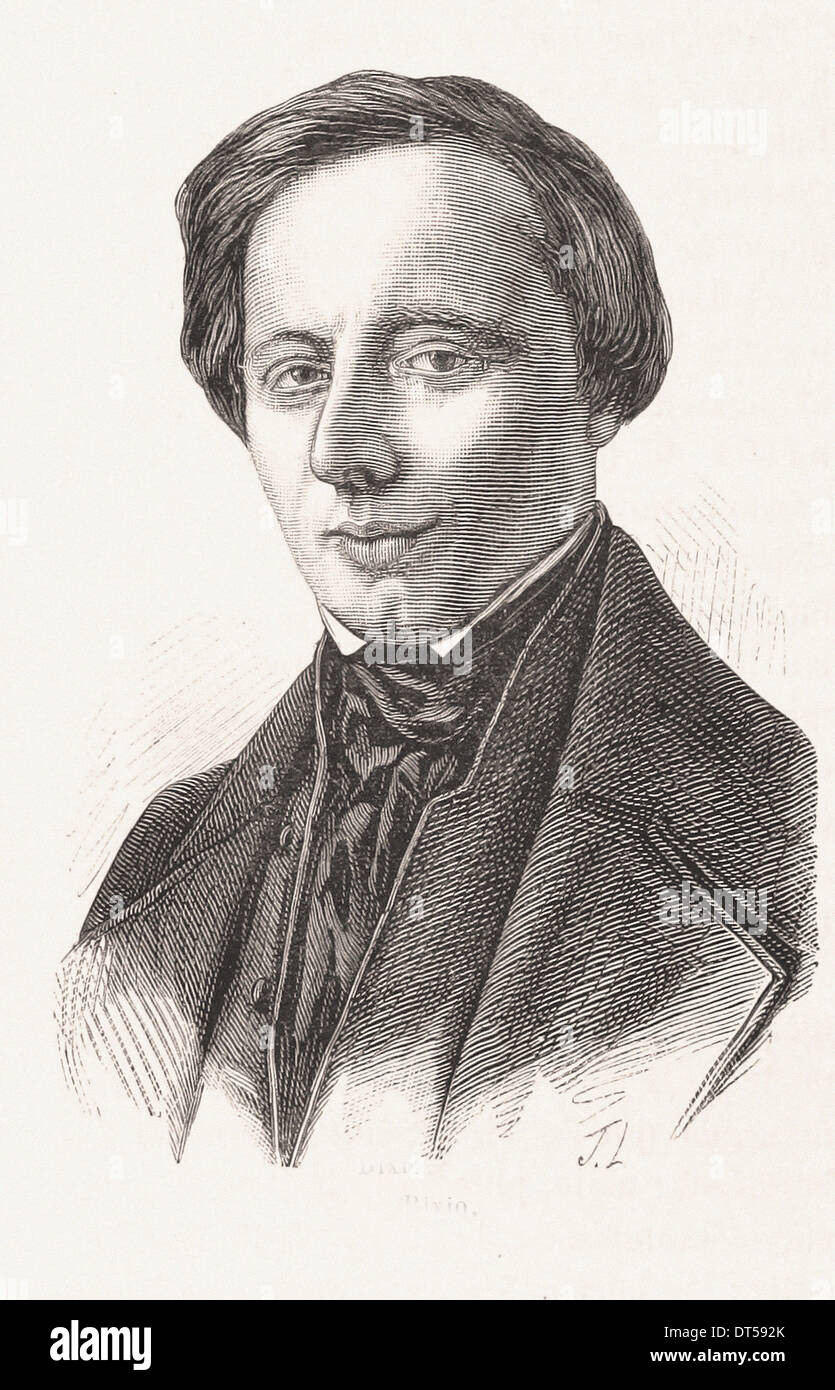 Portrait of bixio - French engraving XIX th century Stock Photo - Alamy