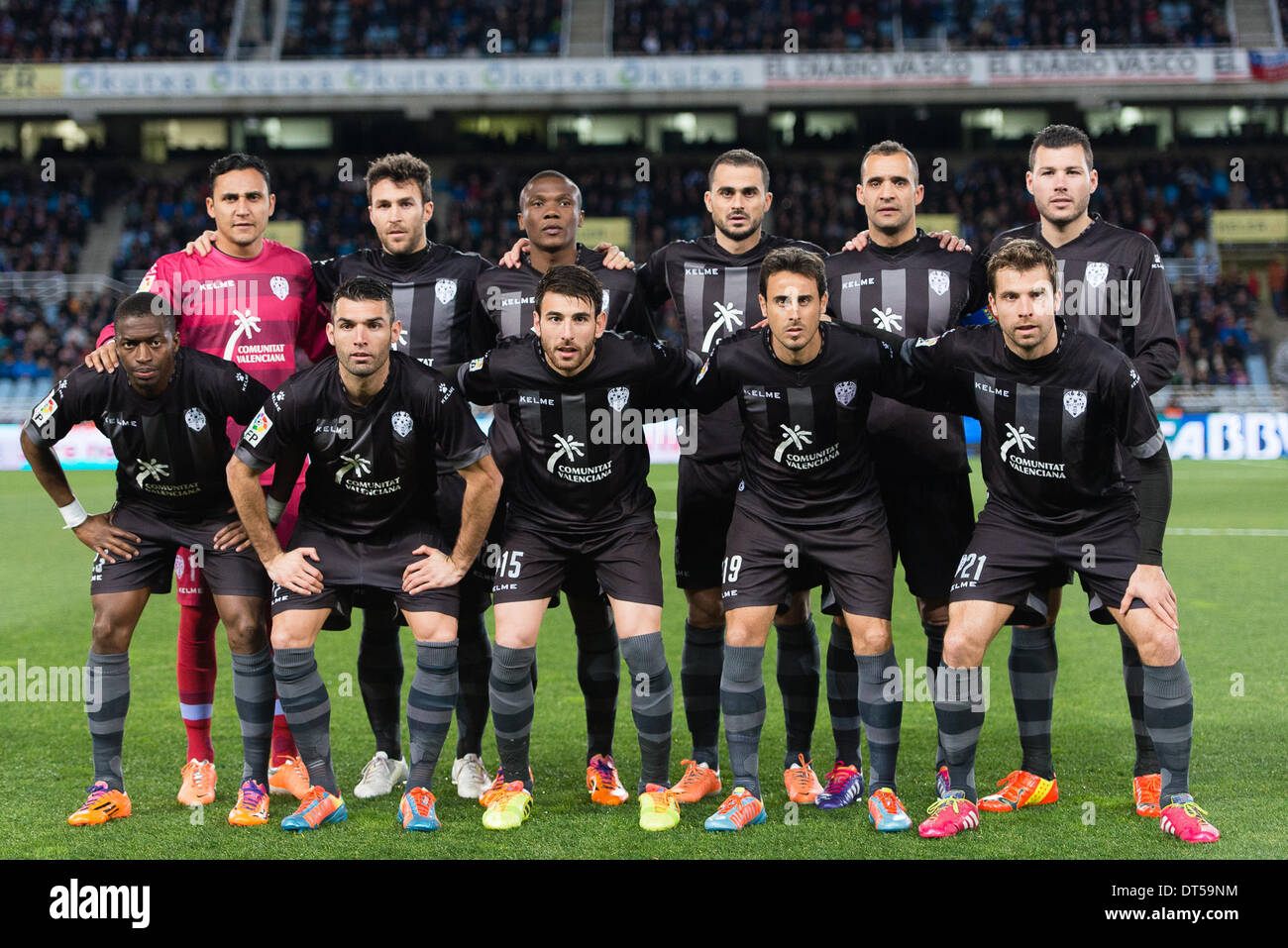 San Sebastian, Spain. 9th Feb, 2014. Levante Team during Liga BBVA ...