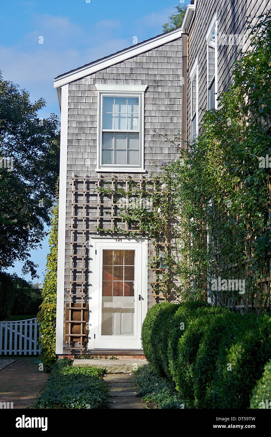 Entrance to a shingled home, Nantucket, Massachusetts, United States ...