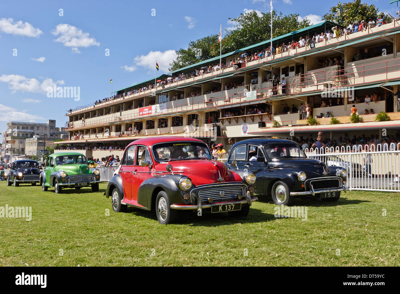 Morris Minor cars on Parade at a horse racing event, Champs de Mars ...