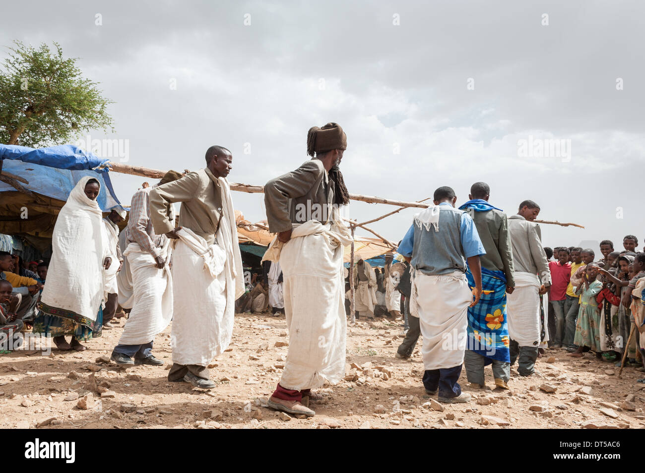 People dancing during a wedding celebration, Gheralta, Tigray, Ethiopia ...