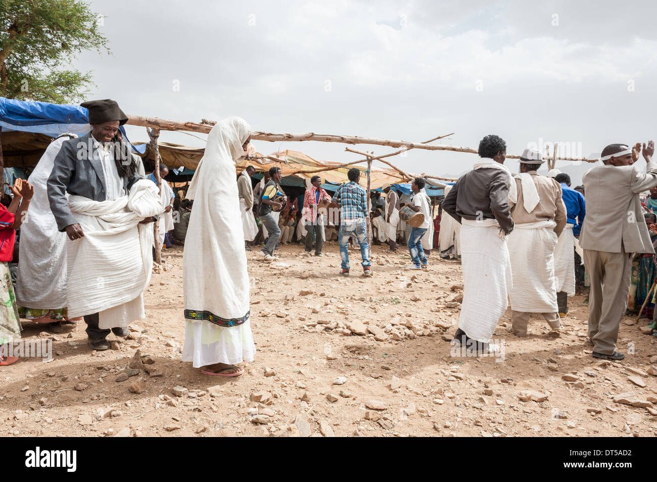 People dancing during a wedding celebration, Gheralta, Tigray, Ethiopia ...