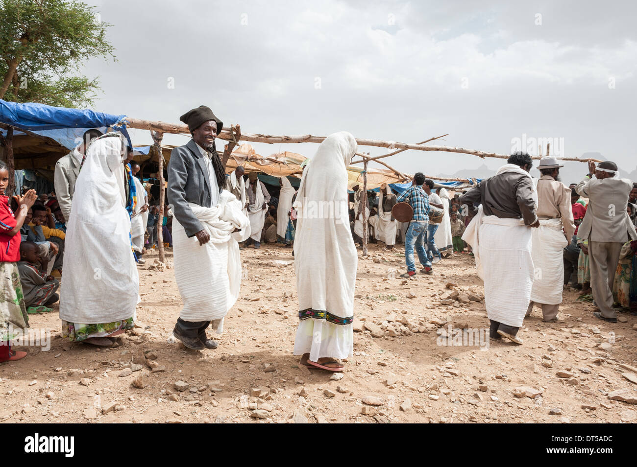 People dancing during a wedding celebration, Gheralta, Tigray, Ethiopia ...