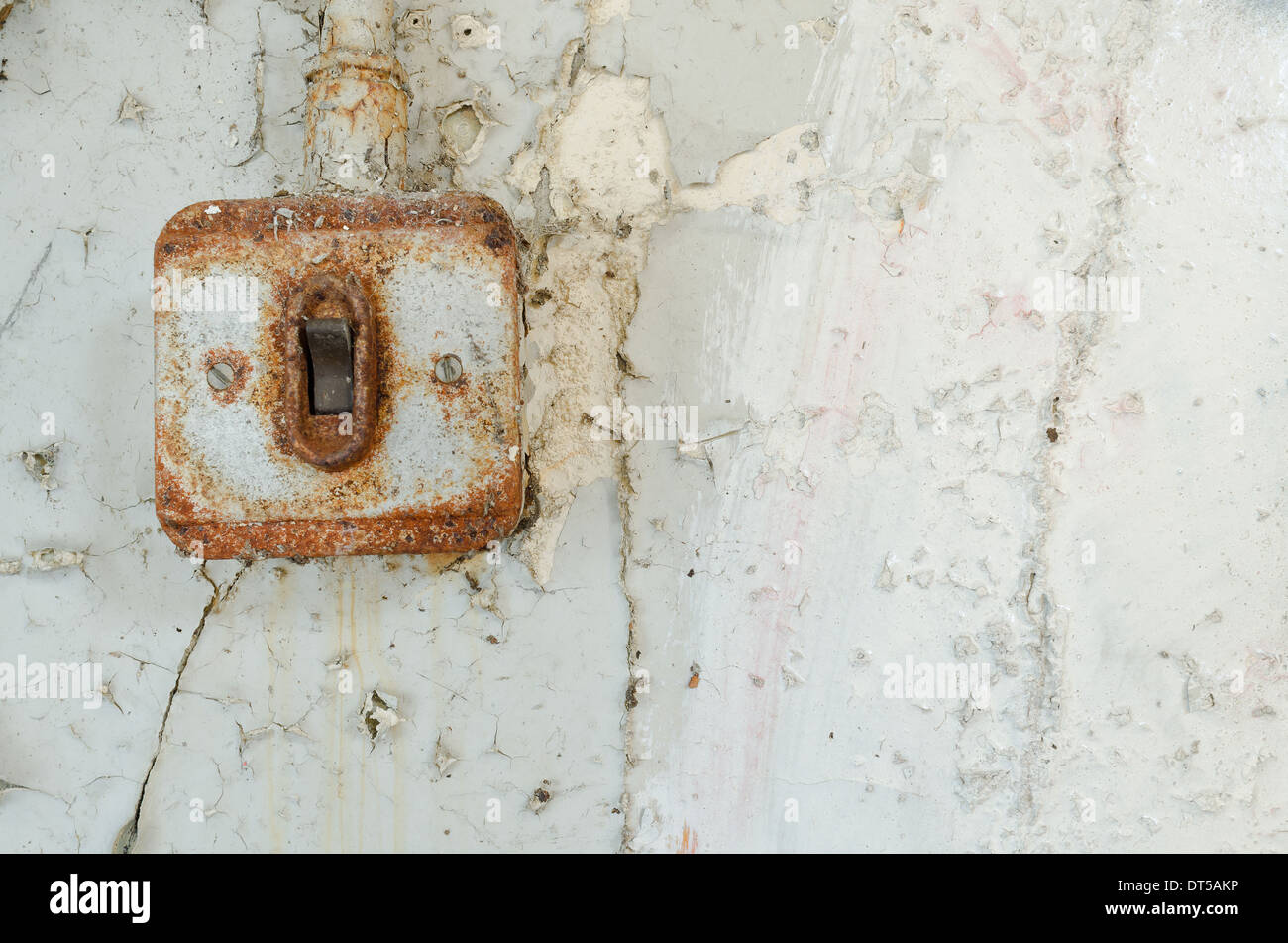 Dereliction of urban landscape rundown single rusty electrical light ...