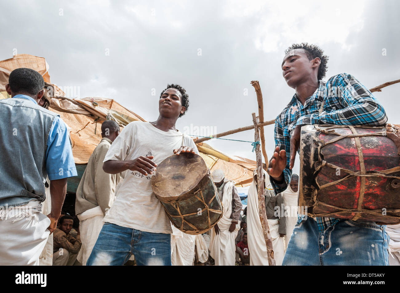 People dancing during a wedding celebration, Gheralta, Tigray, Ethiopia ...