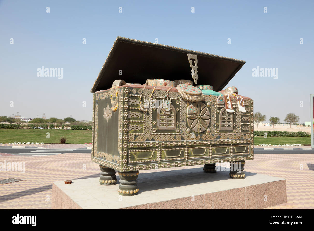 Traditional arabian chest as a monument in Doha, Qatar Stock Photo - Alamy