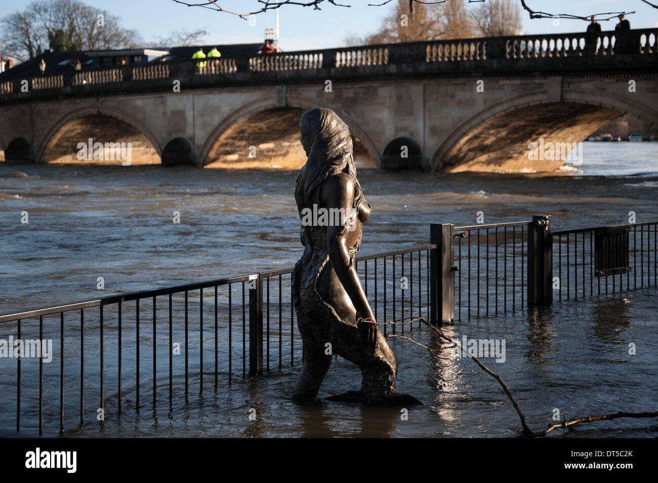 Henley, Oxfordshire, UK. 9th February 2014. . A bronze mermaid ...