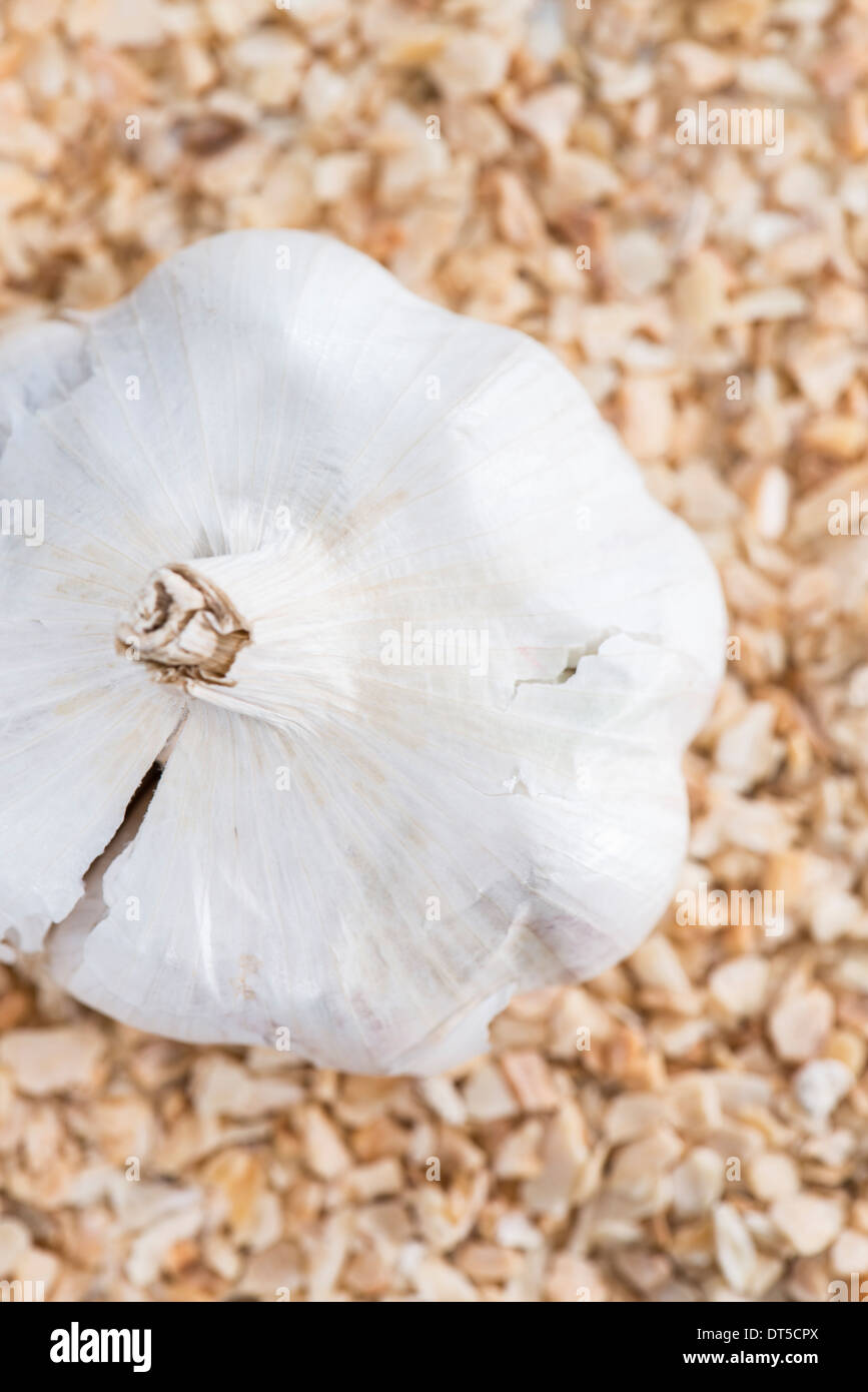 Rubbed Garlic as full screen background image Stock Photo - Alamy