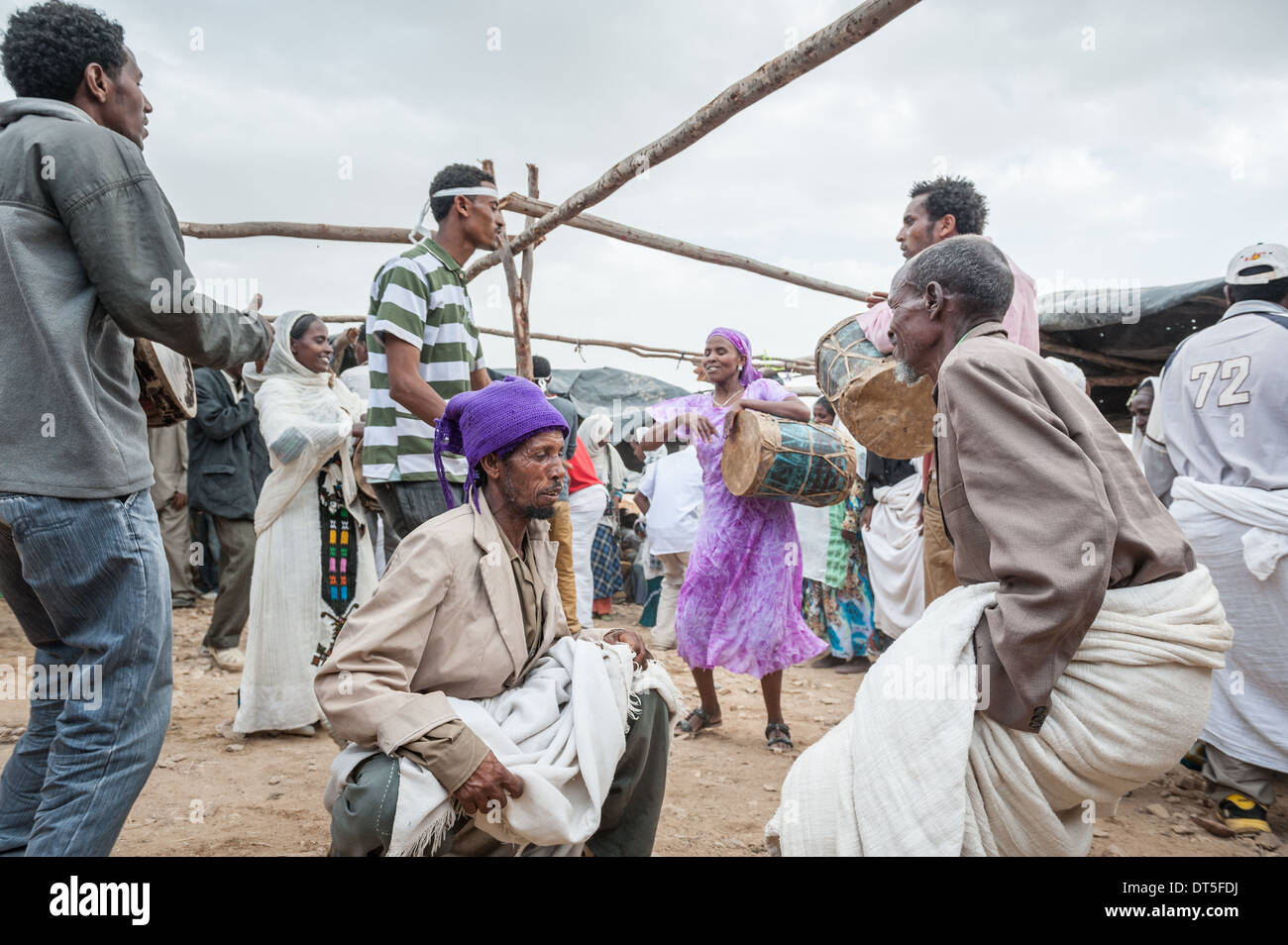 People dancing during a wedding celebration, Gheralta, Tigray, Ethiopia ...
