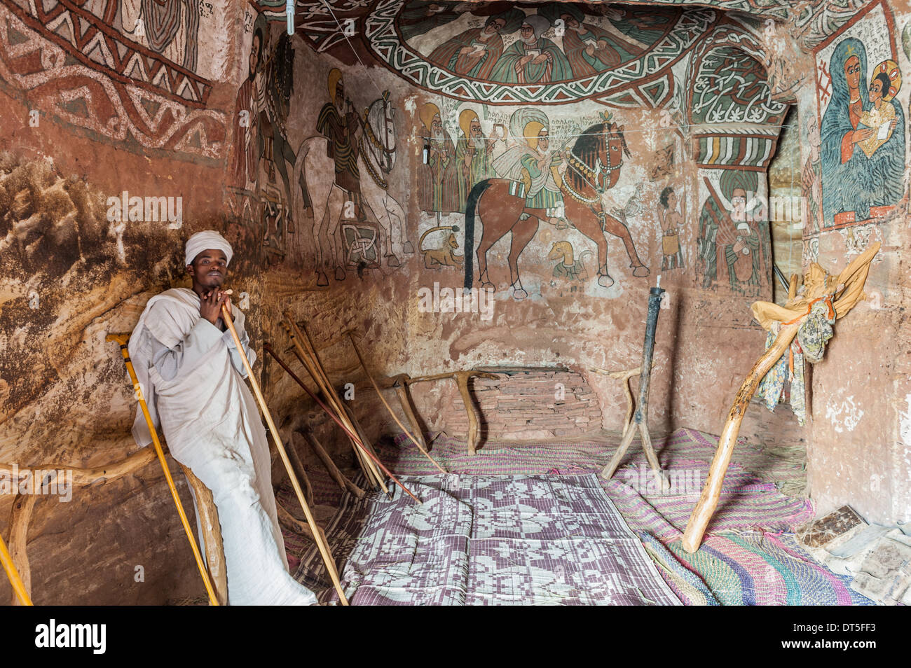Orthodox monk inside Abuna Yemata Guh church, Tigray, ethiopia, Africa ...