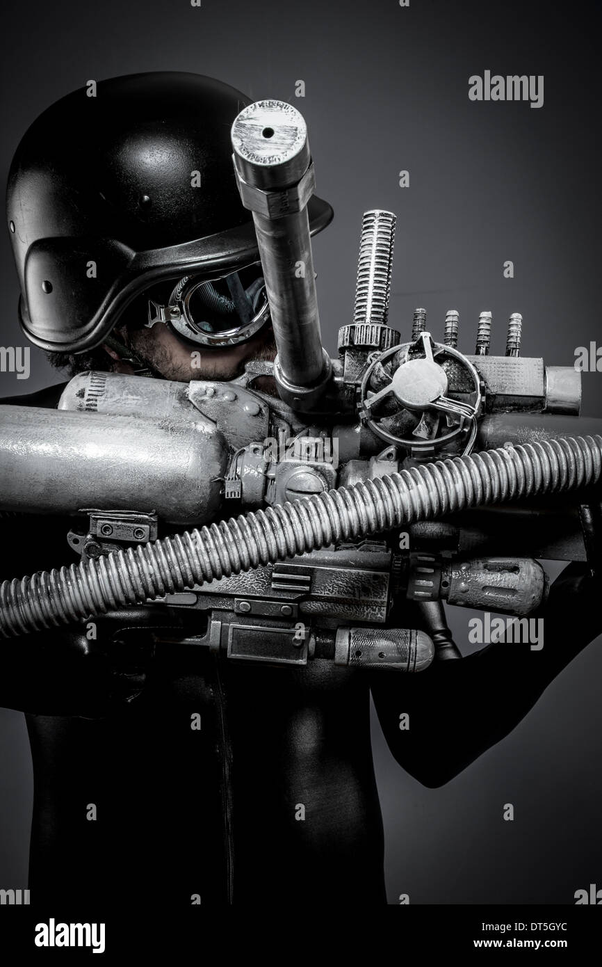 Robotics.Starfighter with huge plasma rifle, fantasy concept, military ...