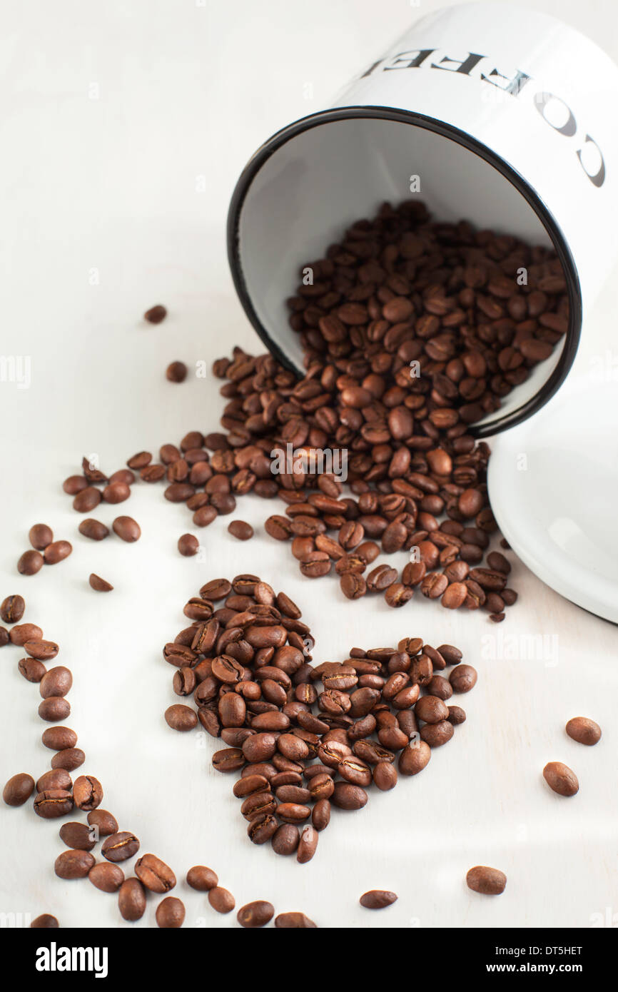 Cup of coffee and coffee beans. Selective focus Stock Photo - Alamy