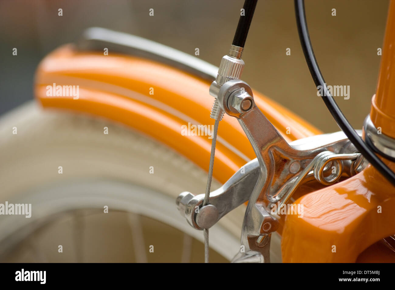 Bicycle front part, mudguard, wheel and brake gear Stock Photo - Alamy