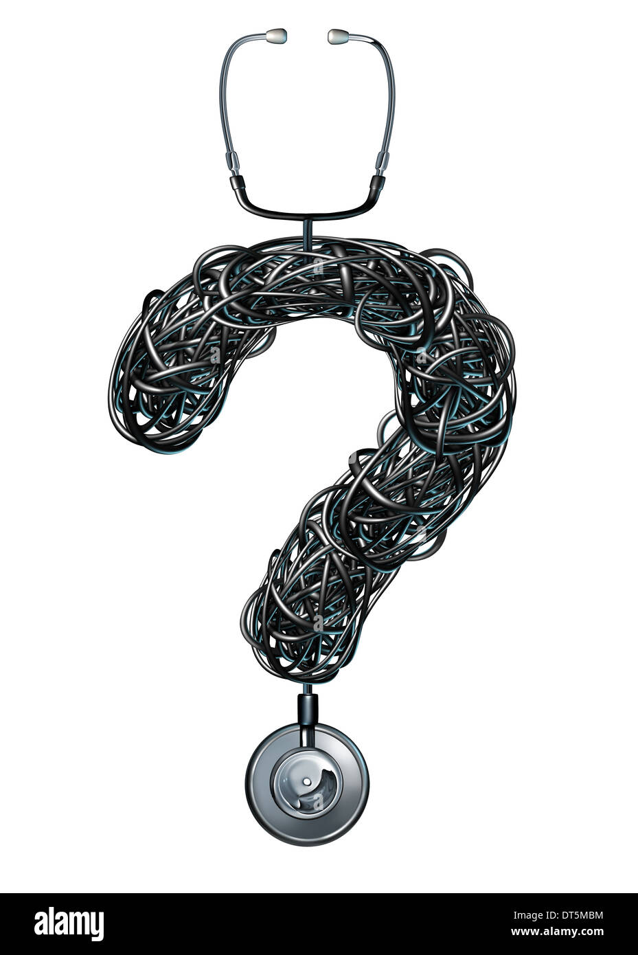 Medical questions health care concept as a stethoscope in the shape of ...