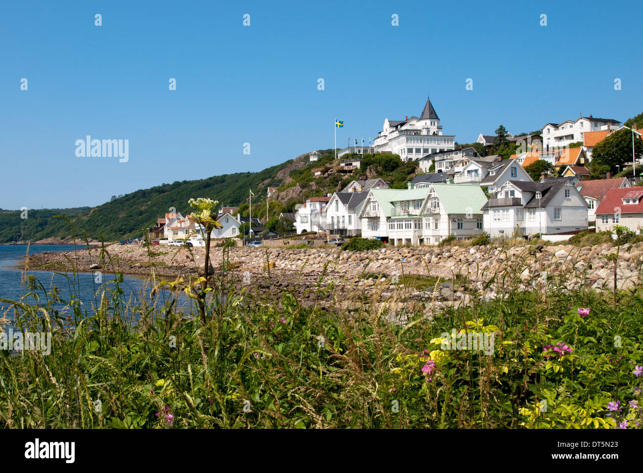A view of the lovely seaside town of Mölle, Sweden. The famous Grand ...