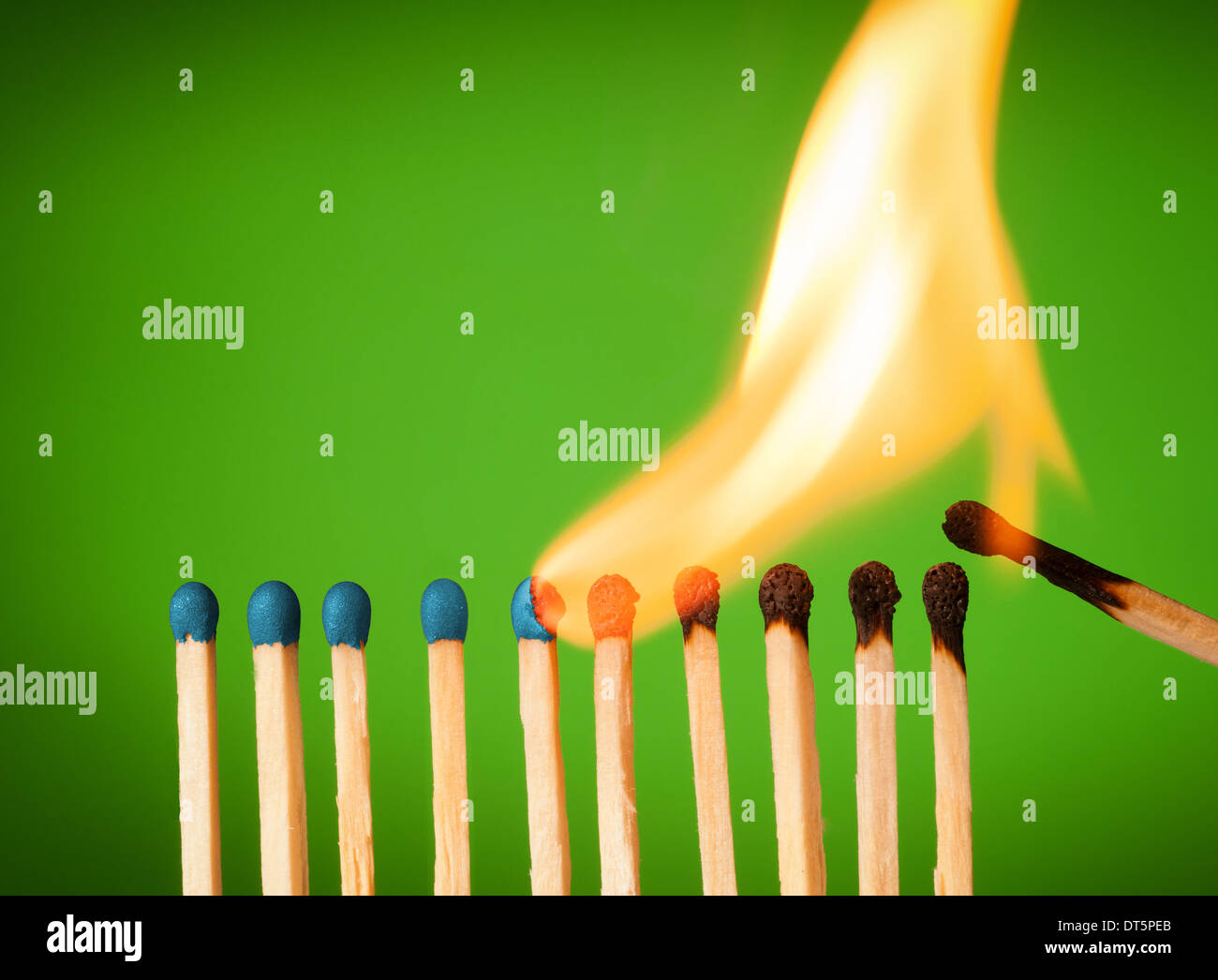 concept with matches- chain reaction Stock Photo - Alamy