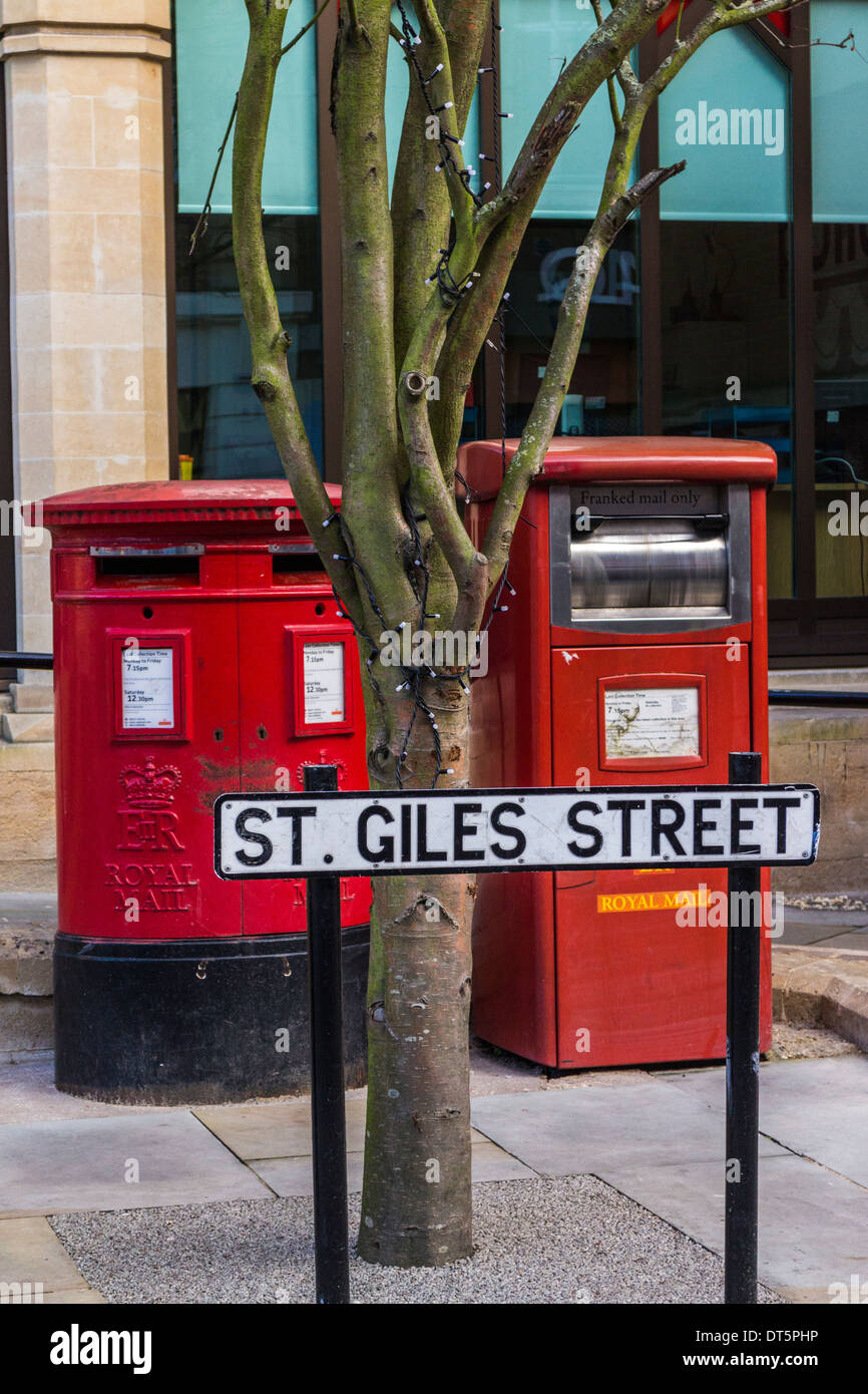 Post boxes behind street sign - Northampton Stock Photo - Alamy