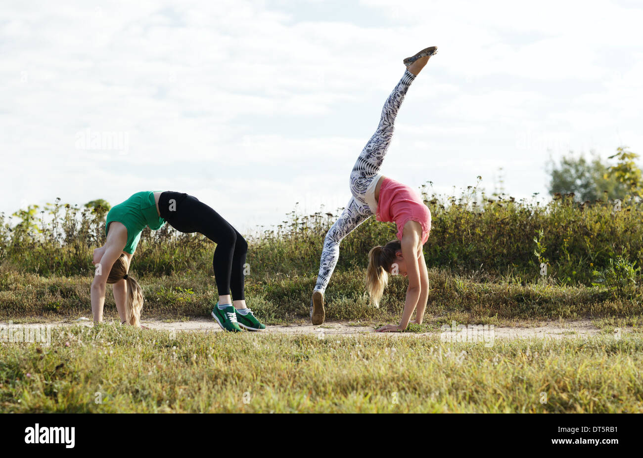 Two girls training Stock Photo - Alamy