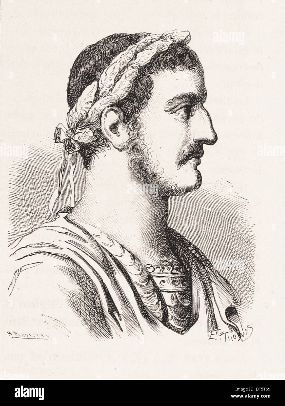 Portrait of Emporor Constantin - French engraving XIX th century Stock ...