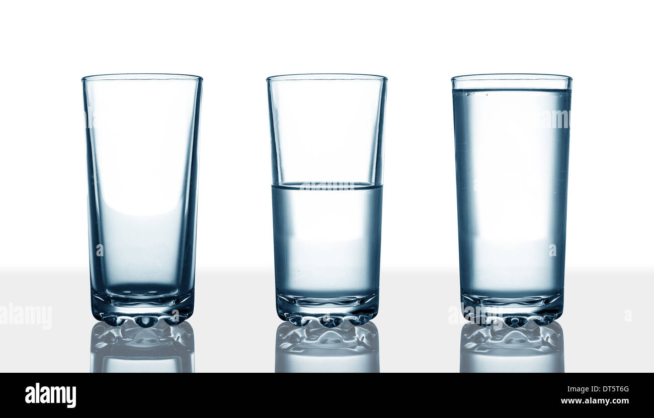 Empty,half and full water glasses Stock Photo - Alamy
