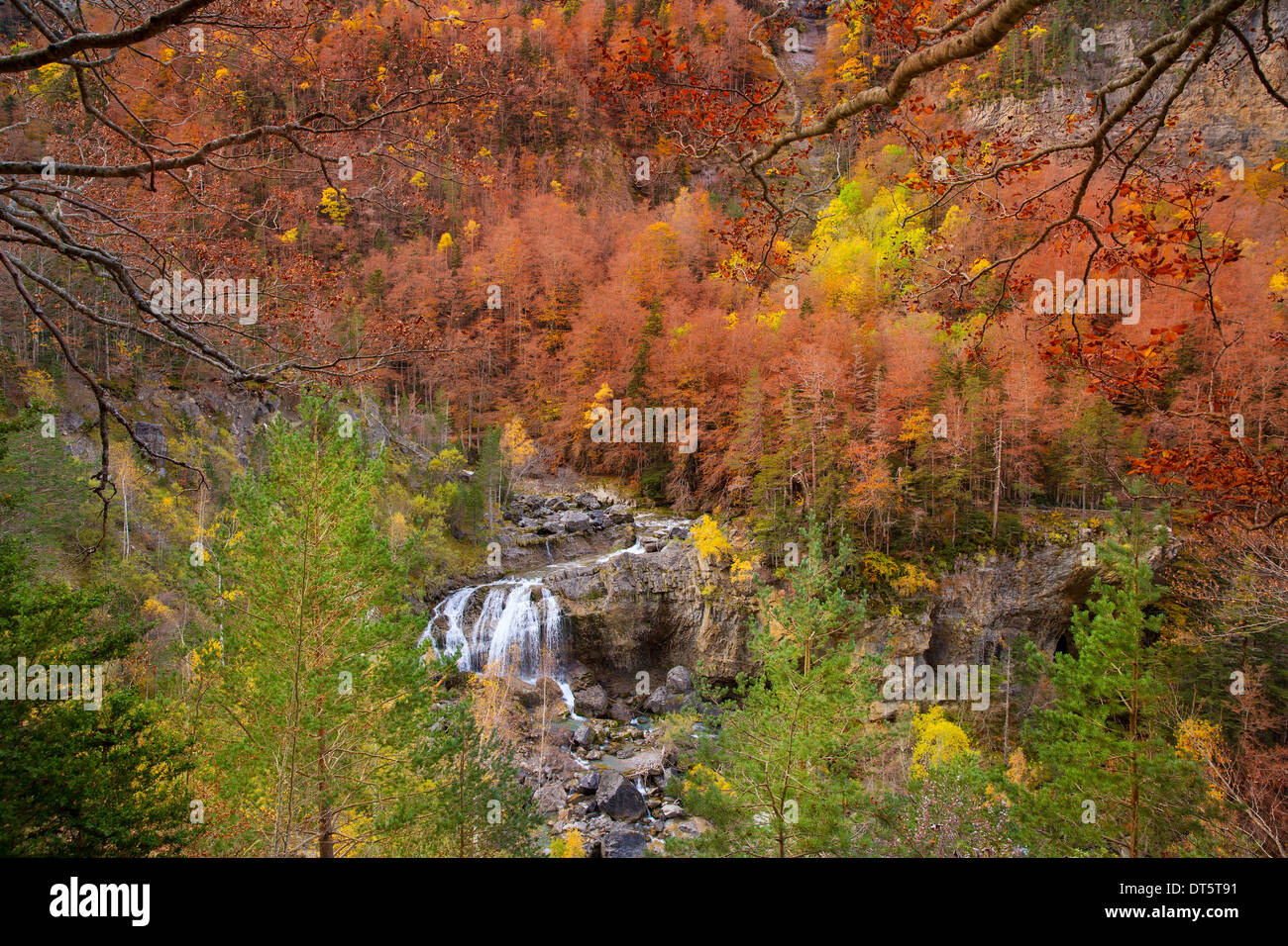 Cascada de Arripas waterfall in Ordesa valley Pyrenees Huesca Aragon ...