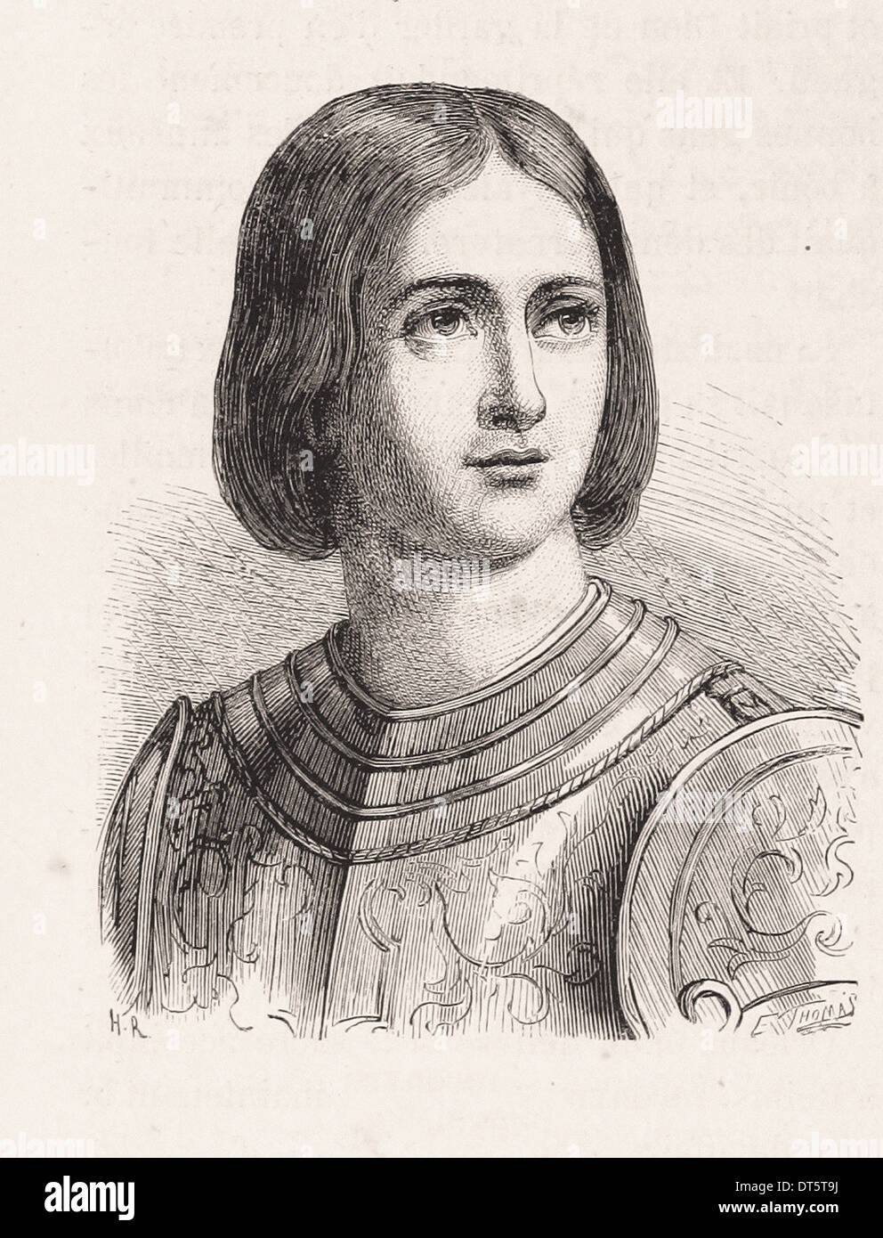 Portrait of Jeanne d ' Arc - French engraving XIX th century Stock ...