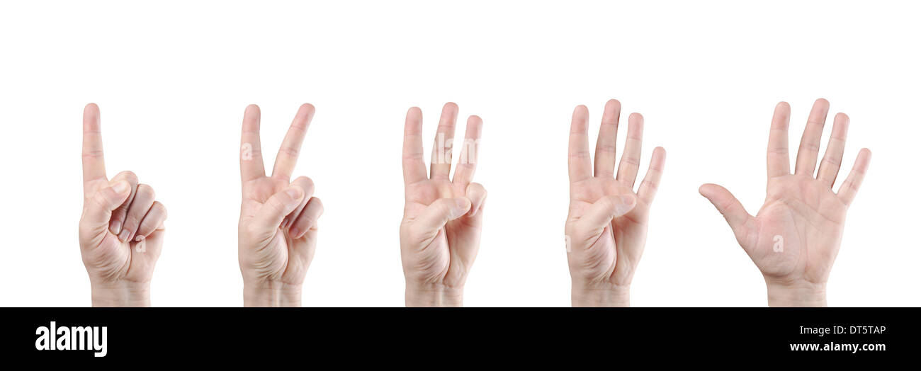 Counting hands. Isolated on white background Stock Photo - Alamy